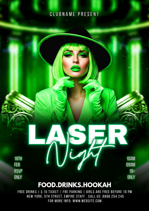 Plantilla de Black Laser Night Club Event A4 | PosterMyWall