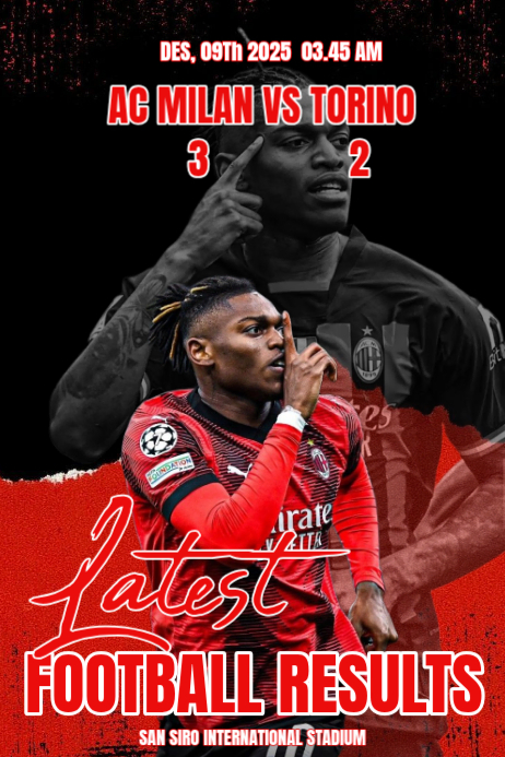Black Latest Football Results Poster Template | PosterMyWall