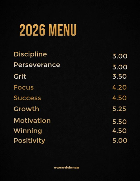 Black List-based 2026 Menu Flyer (us Letter) Template | PosterMyWall