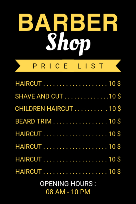 Plantilla de Black List-based Barber Shop Poster | PosterMyWall