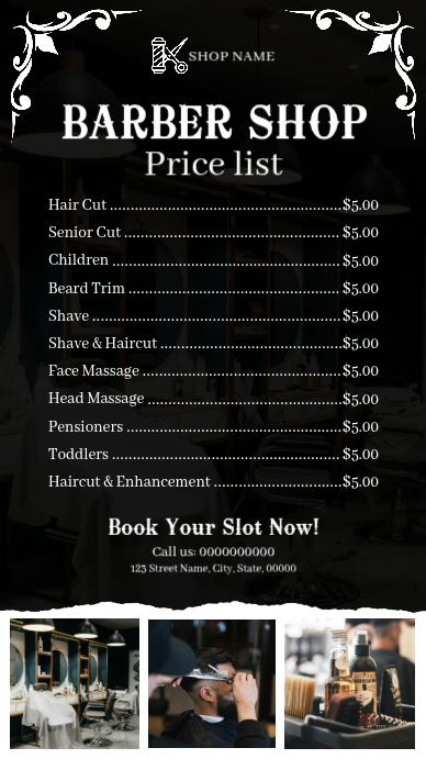 Black List-based Barber Shop Price List Instagram Story Template ...
