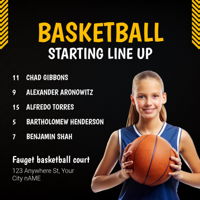 Copy of Black List-based Basketball Starting Line Up Instagram Post ...