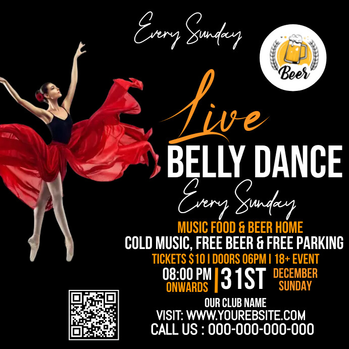 Black List-based Beer Belly Dance Instagram Template | PosterMyWall