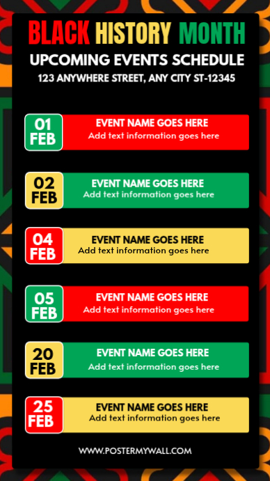 Black List-based Black History Month Event Schedule Instagram Story ...