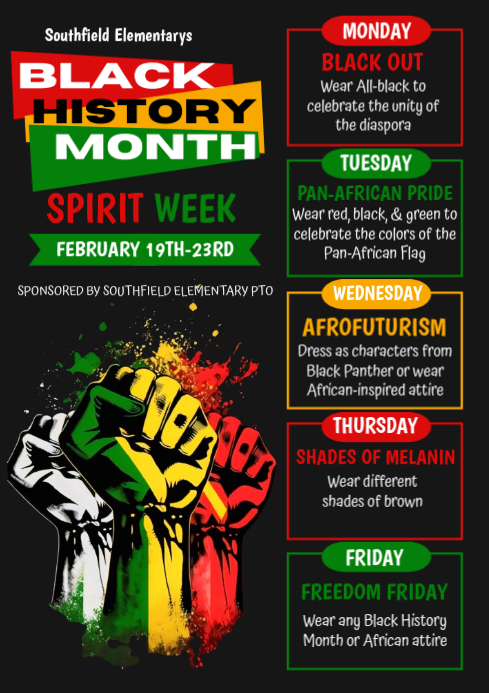 Black List-based Black History Month Spirit Week A4 Template | PosterMyWall
