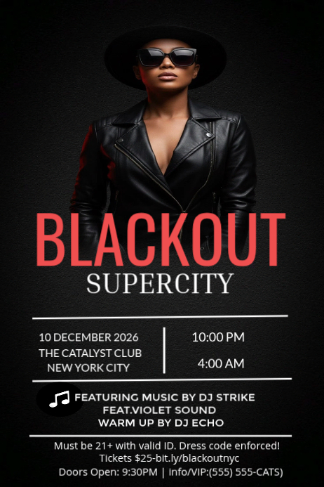 Black List-based Blackout Supercity Poster Template | PosterMyWall