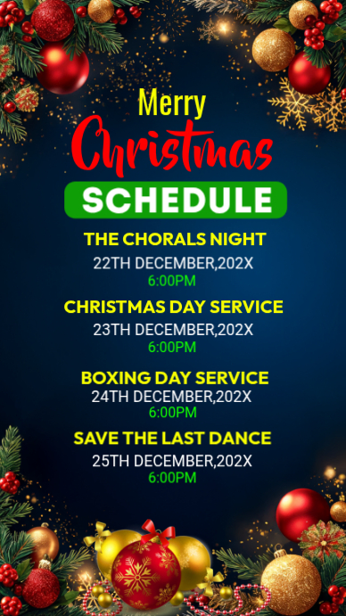 Plantilla de Black List-based Christmas Program Schedule Template ...