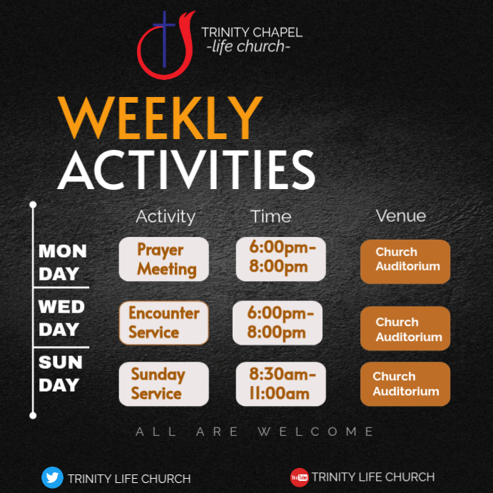 Church Weekly Activities Template | PosterMyWall