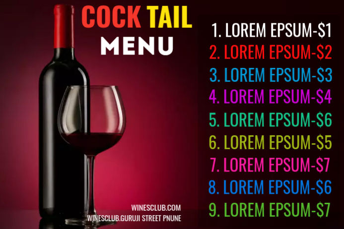 Black List-based Cocktail Menu Poster Template | PosterMyWall