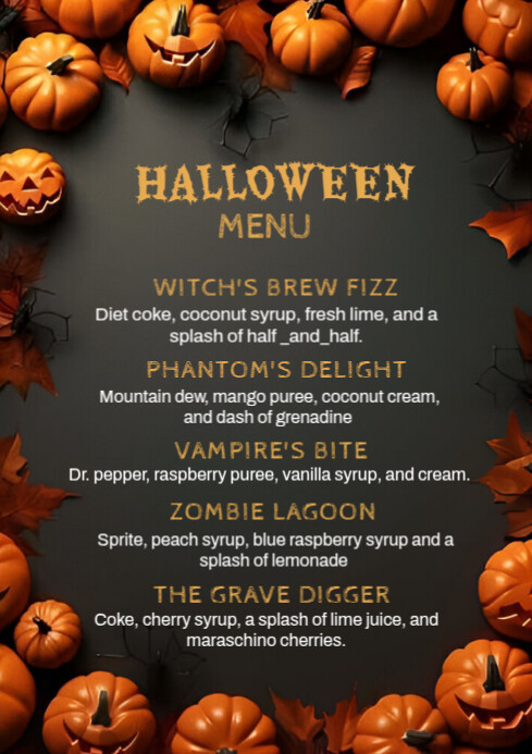 Black List-based Halloween Menu A4 Template | PosterMyWall