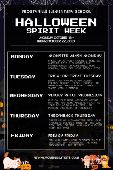 Black List-based Halloween Schedule Poster Template | PosterMyWall