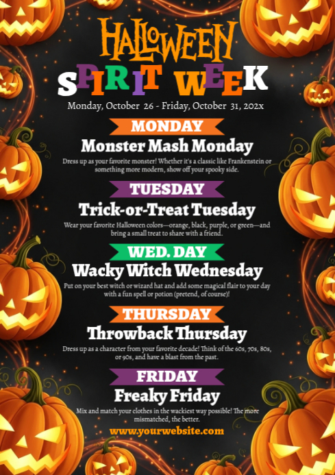 Black List-based Halloween Spirit Week A4 Template | PosterMyWall