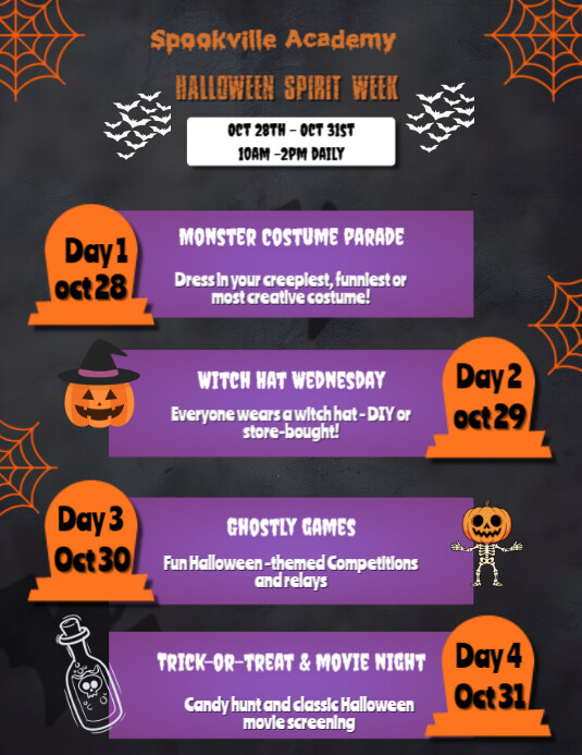 Black List-based Halloween Spirit Week Flyer (us Letter) Template ...