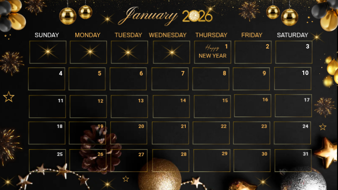 Black List-based January Calendar Presentation (16:9) Template ...