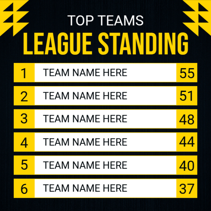 Black List-based League Standing Instagram Post Template | PosterMyWall