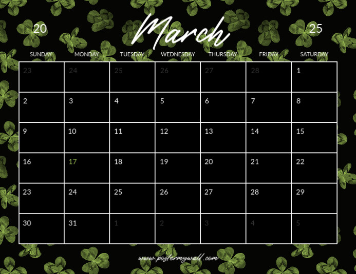 Black List-based March 2025 Calendar Spring Flyer (us Letter) Template ...