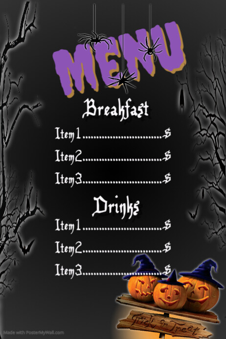 Black List-based Menu Poster Template | PosterMyWall