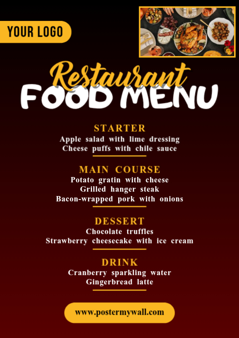 Black List-based Restaurant Food Menu A4 Template | PosterMyWall