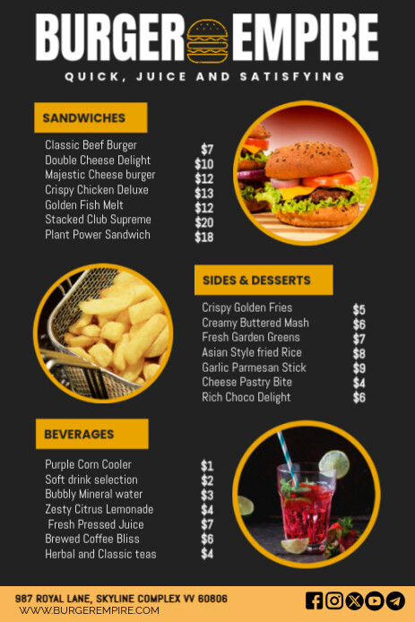 Black List-based Restaurant Menu Pinterest Graphic Template | PosterMyWall