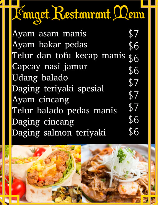 Black List-based Resteuran Food Menu Flyer (u Template | PosterMyWall