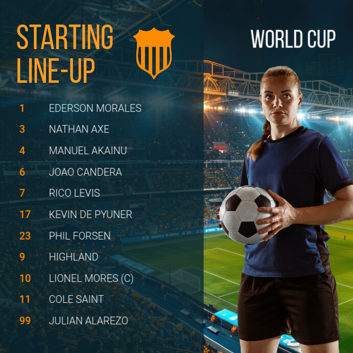 Plantilla de Black List-based Starting Line Up Instagram Post ...