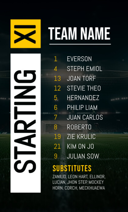 Copy of Black List-based Starting Xi Us Legal | PosterMyWall