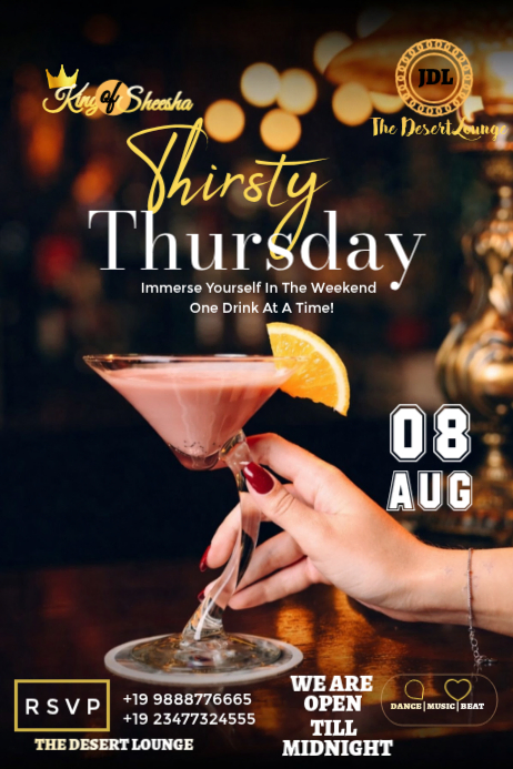 Black List-based Thirsty Thursday Poster Template | PosterMyWall