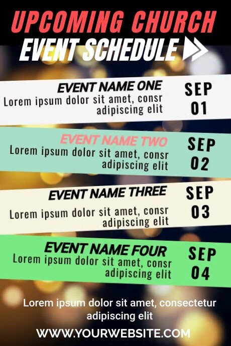 Plantilla de Black List-based Upcoming Event Schedule Post | PosterMyWall