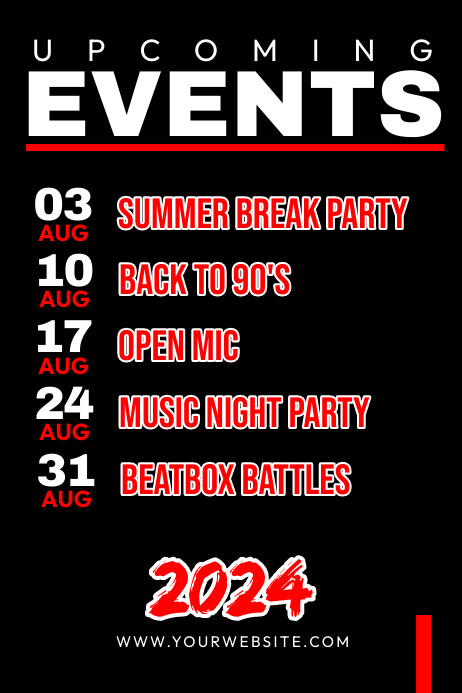 Copy of Black List-based Upcoming Events Poster | PosterMyWall