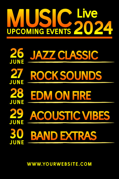 Black List-based Upcoming Events Poster Template | PosterMyWall