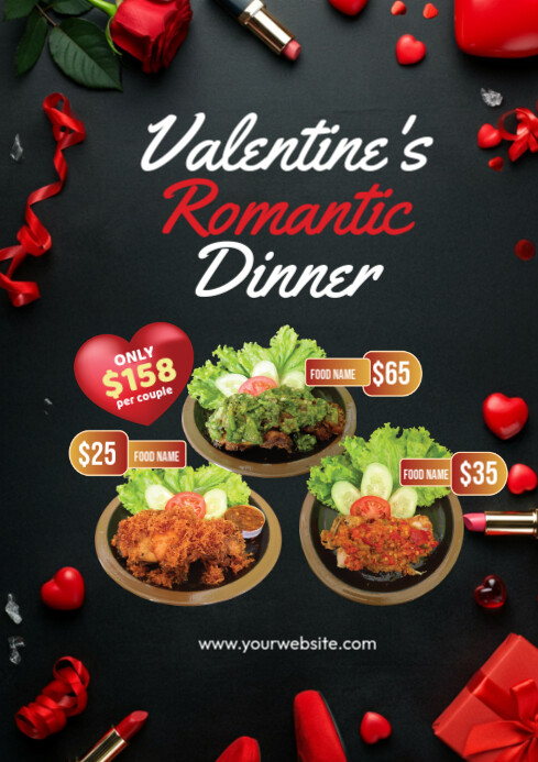 Copy of Black List-based Valentine's Day Menus A4 | PosterMyWall