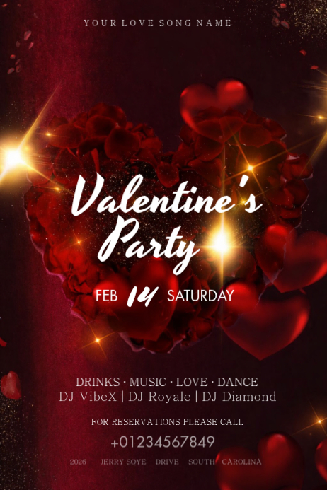 Black List-based Valentine Party Poster Template | PosterMyWall