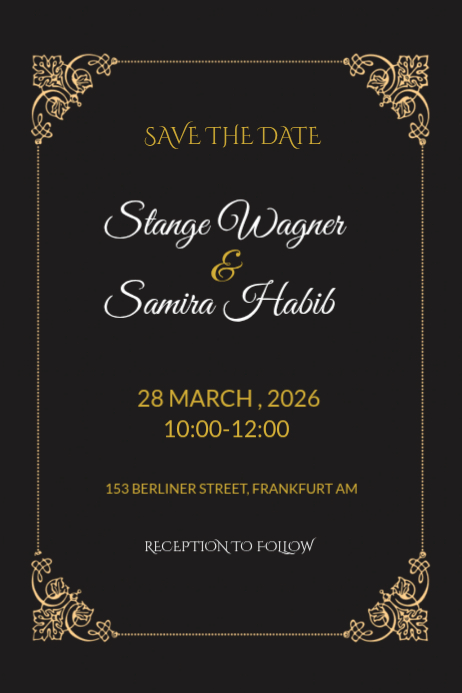 Black List-based Wedding Invitation Poster Template | PosterMyWall