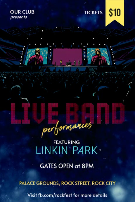 Black Live Band Performance Poster Video Template | PosterMyWall