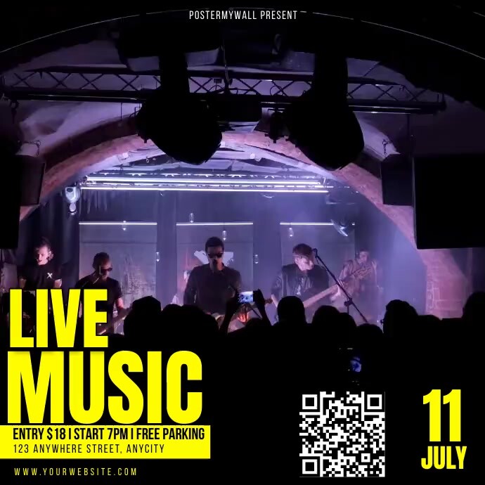 Black Live Music Pos Instagram Template | PosterMyWall