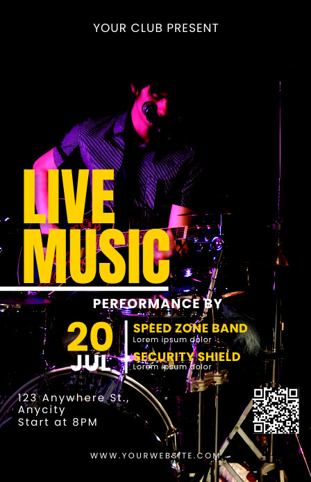 Black Live Music Tabloid Template | PosterMyWall