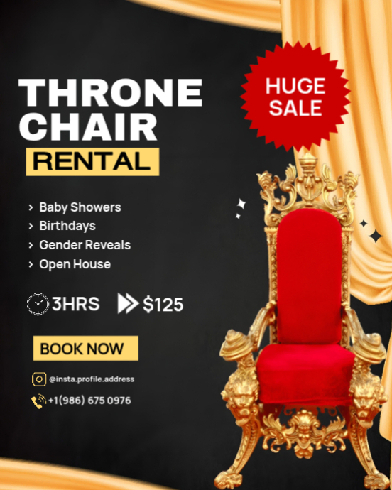 Throne Chair Rental Templat | PosterMyWall