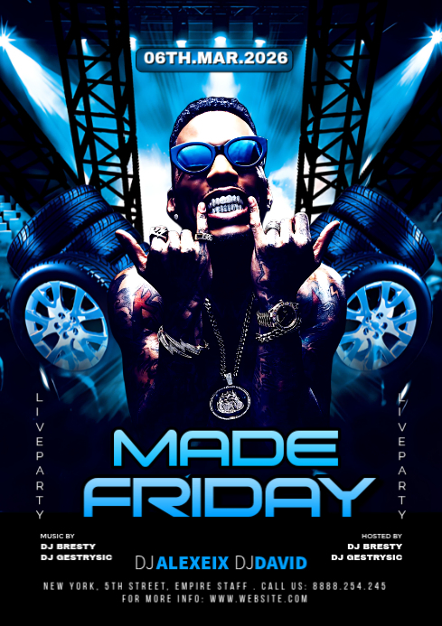 Black Made Friday Party A4 Template | PosterMyWall