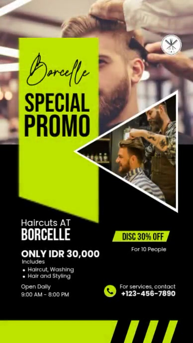 Black Maksimalis Black And Green Modern Men's Haircut Promotion ...
