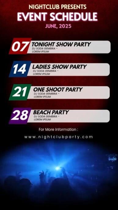 Black Maksimalis Event Schedule Party Nightclub Reel Instagram Template ...