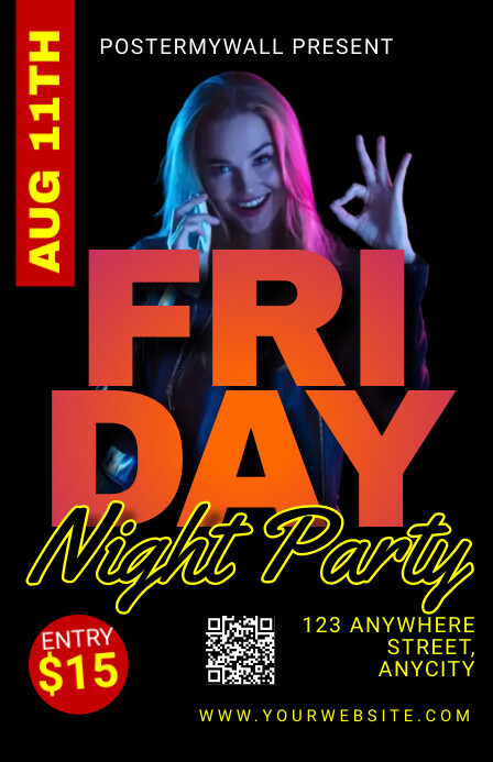 Black Maksimalis Friday Night Party Tabloid Template | PosterMyWall