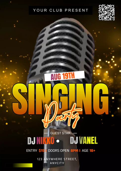 Modèle Black Maksimalis Singing Party A4 | PosterMyWall