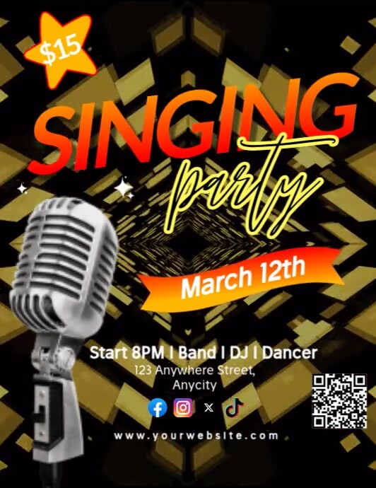 Black Maksimalis Singing Party Pamflet (letter As) Template | PosterMyWall
