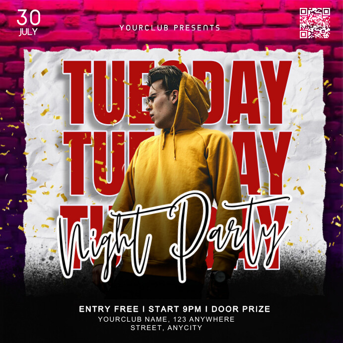 Black Maksimalis Tuesday Night Party Pos Inst Template | PosterMyWall