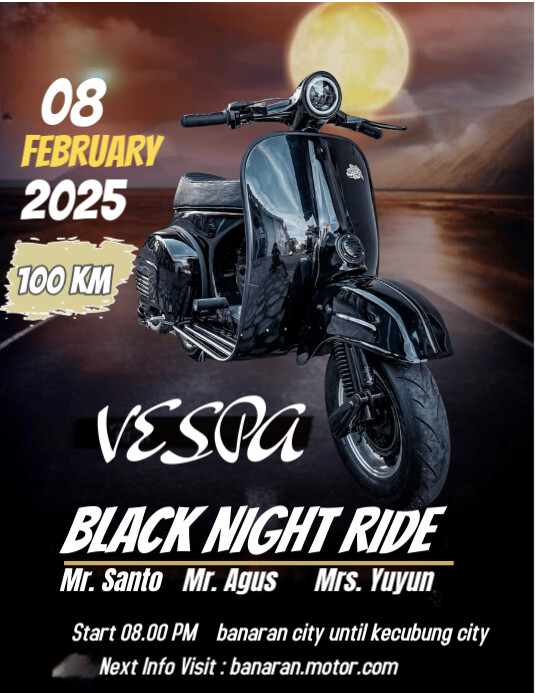 Copy of Black Maksimalis Vespa Motor Cycle Night Riding Pamflet (letter ...
