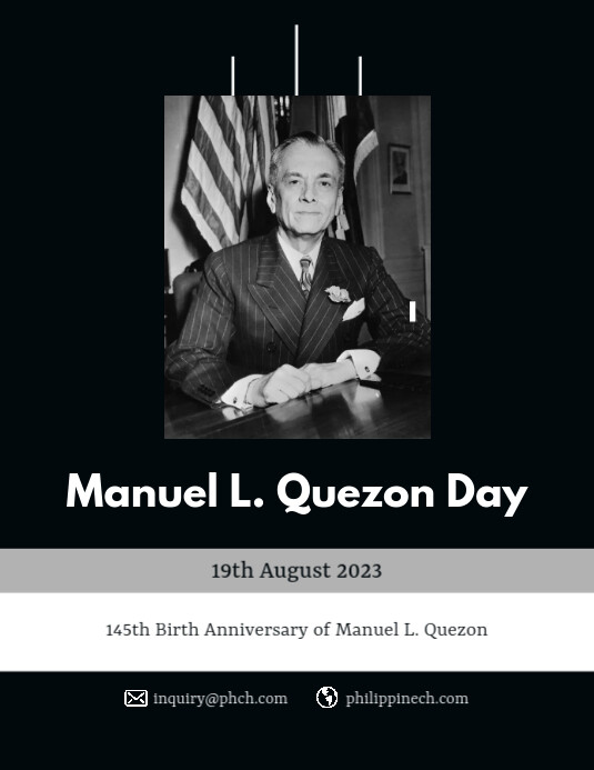 Black Manuel L. Quezon Day Poster Template | PosterMyWall