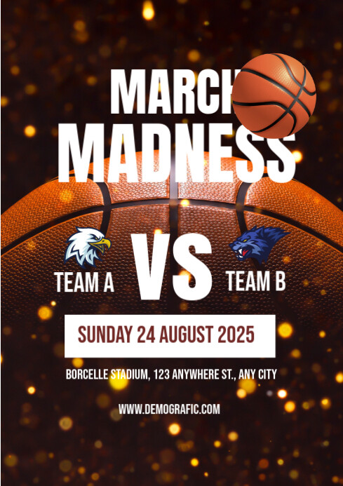 Black March Madness A4 Template | PosterMyWall