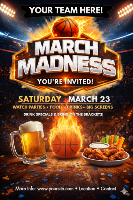 Black March Madness Basketball Watch Party Flyer Template | PosterMyWall