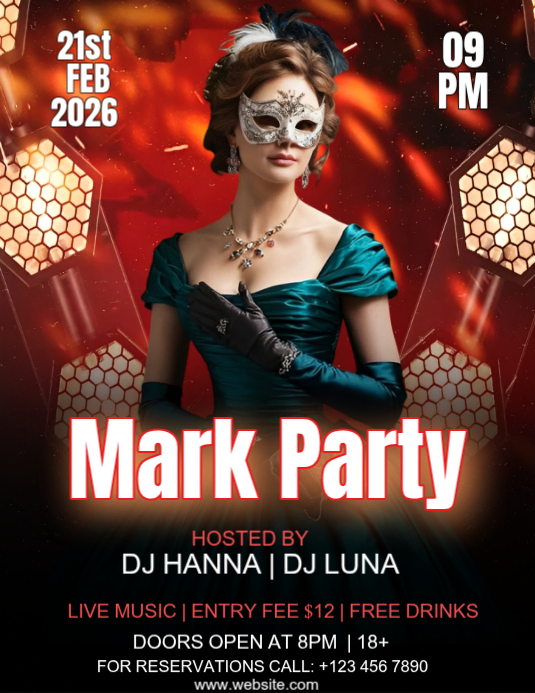 Black Masked Party Flyer (us Letter) Template | PosterMyWall