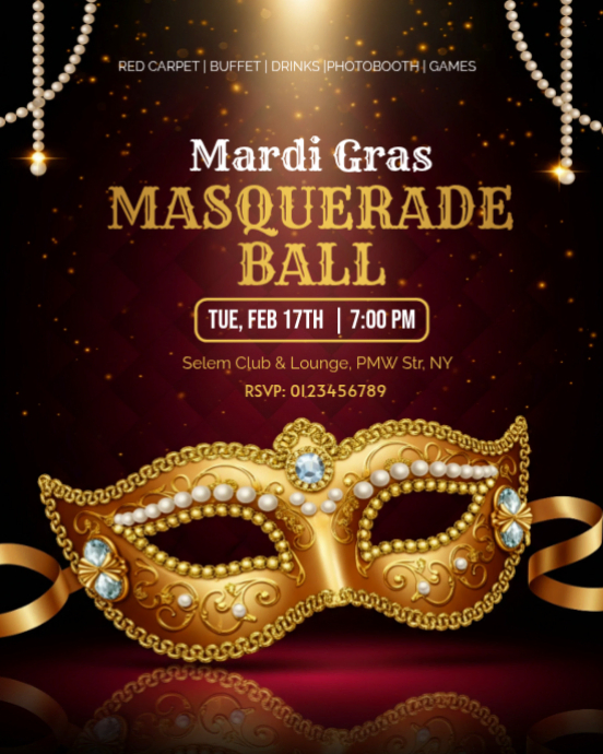 Black Masquerade Ball Instagram Portrait Template | PosterMyWall